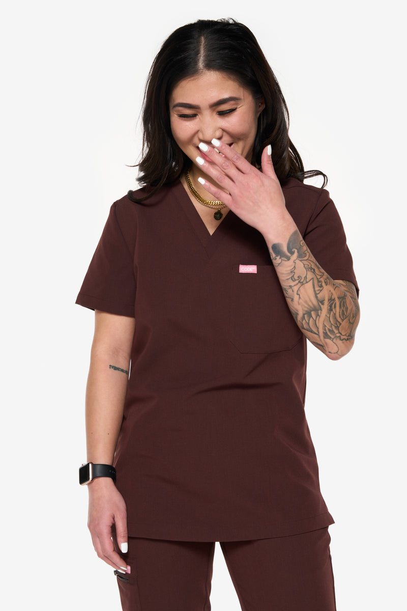 Chocolate Scrub Top | Coffee Collection – CODE NXT Scrubs